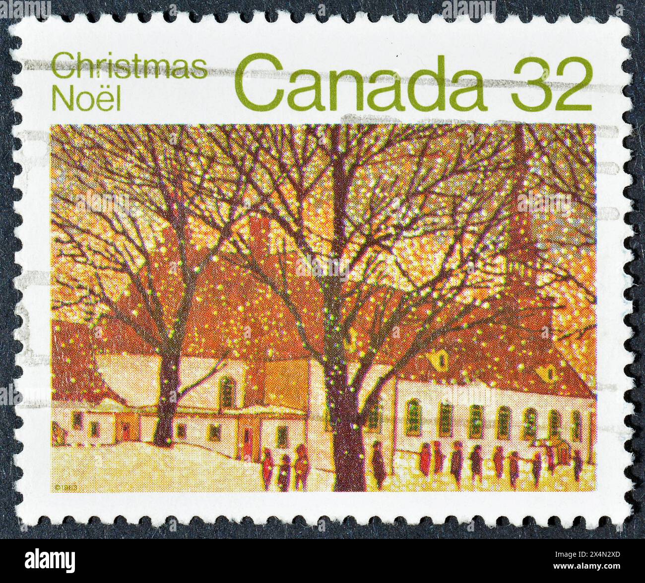 Cancelled postage stamp printed by Canada, that shows painting of Urban ...