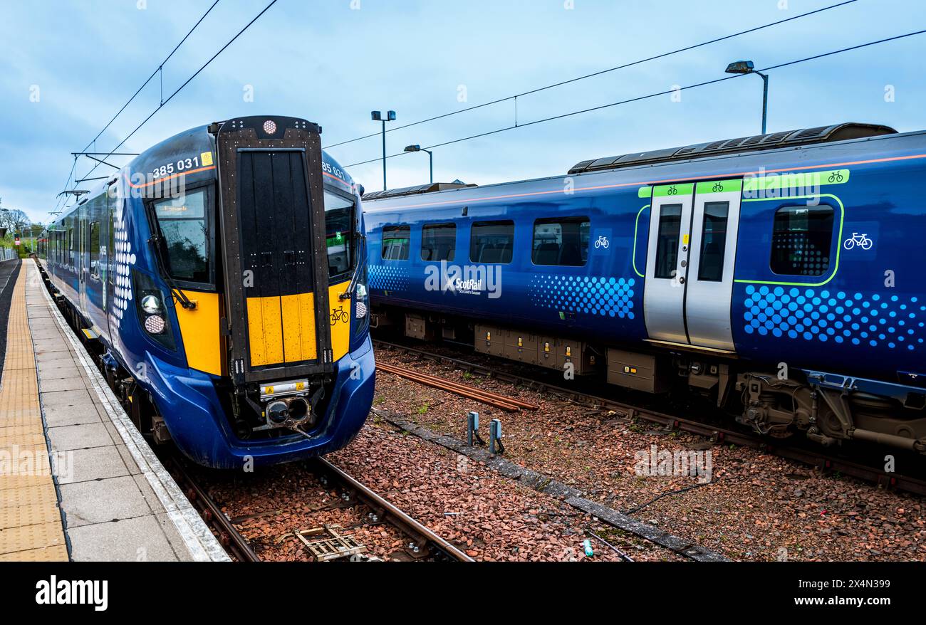 Scotrail Commuter Train arriving at Lanark Station, South Lanarkshire ...