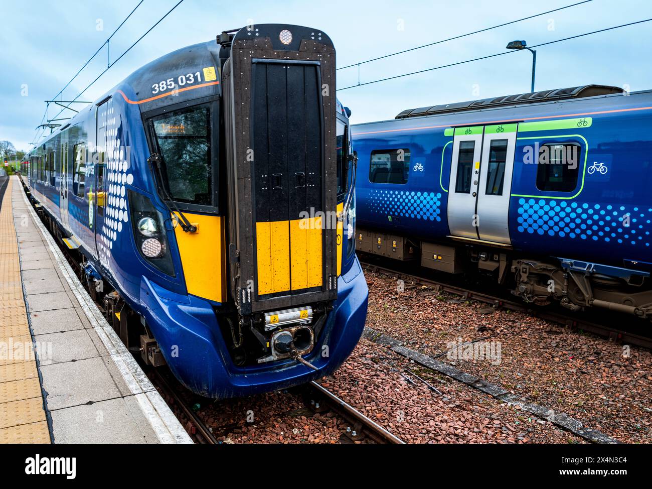 Scotrail Commuter Train arriving at Lanark Station, South Lanarkshire ...
