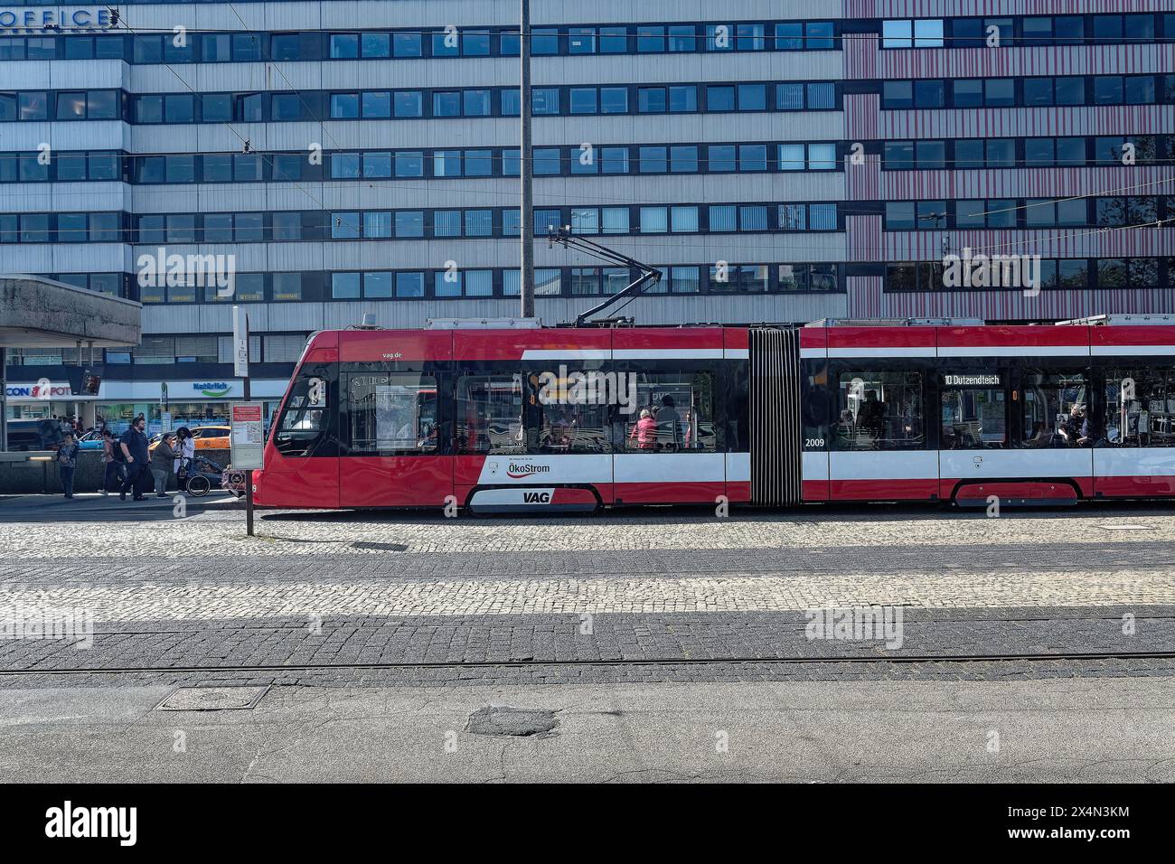 Tram of the Nuremberg public transport company at the Plärrer stop Stock Photo - Alamy