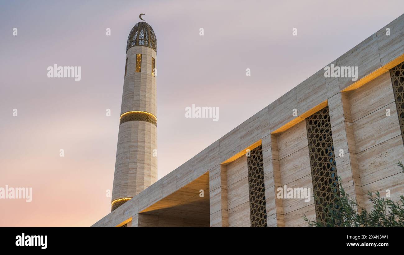Lusail, Qatar- March 10,2024: Qetaifan Island North masjid Stock Photo ...
