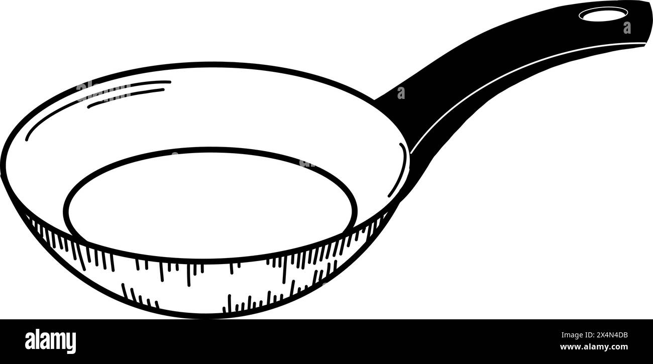 Frying pan in vector format for kitchen design. A frying pan with a ...