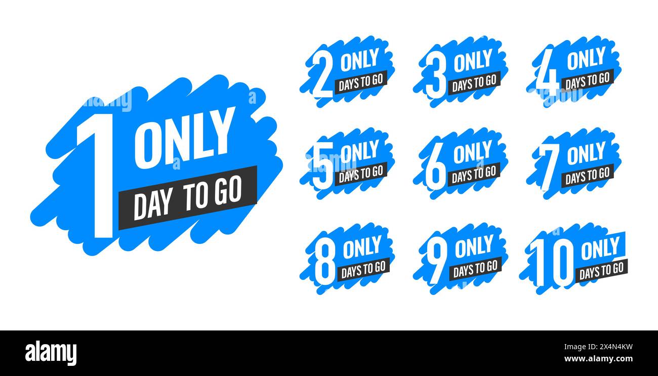 Day Left set of blue and black signs. Countdown badge. Count timer ...