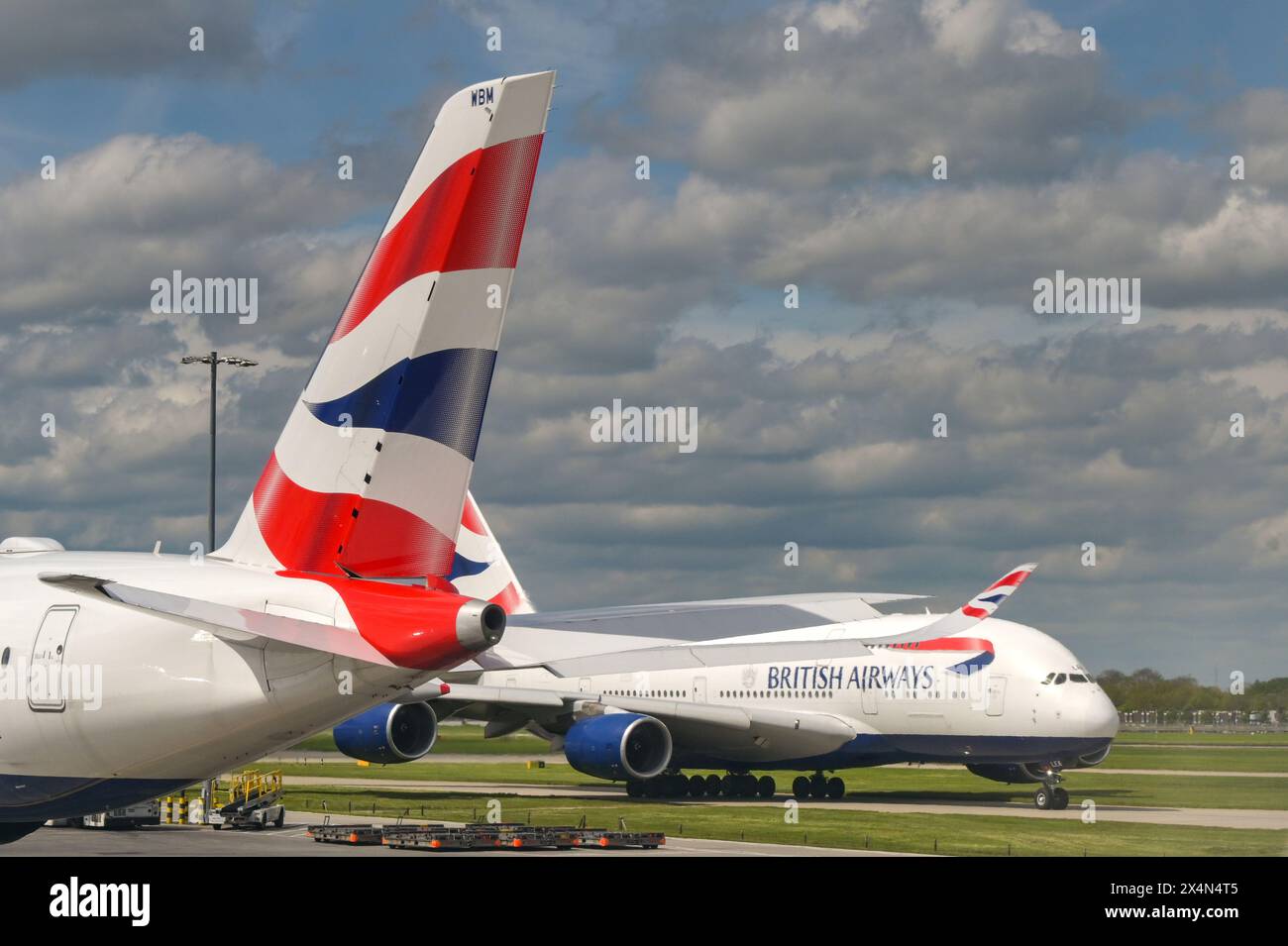 London, England, UK - 29 April 2024: Tail fin of a British Airways ...