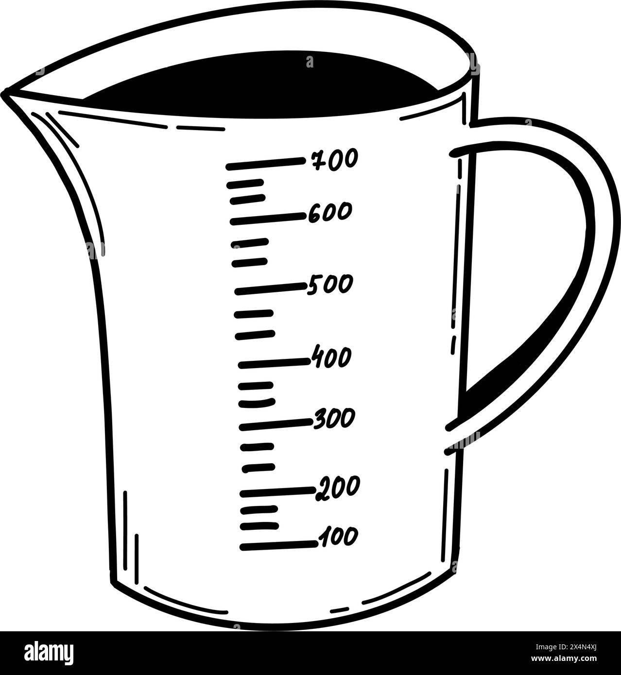 Measuring cup in vector format for kitchen design. The glass is drawn ...