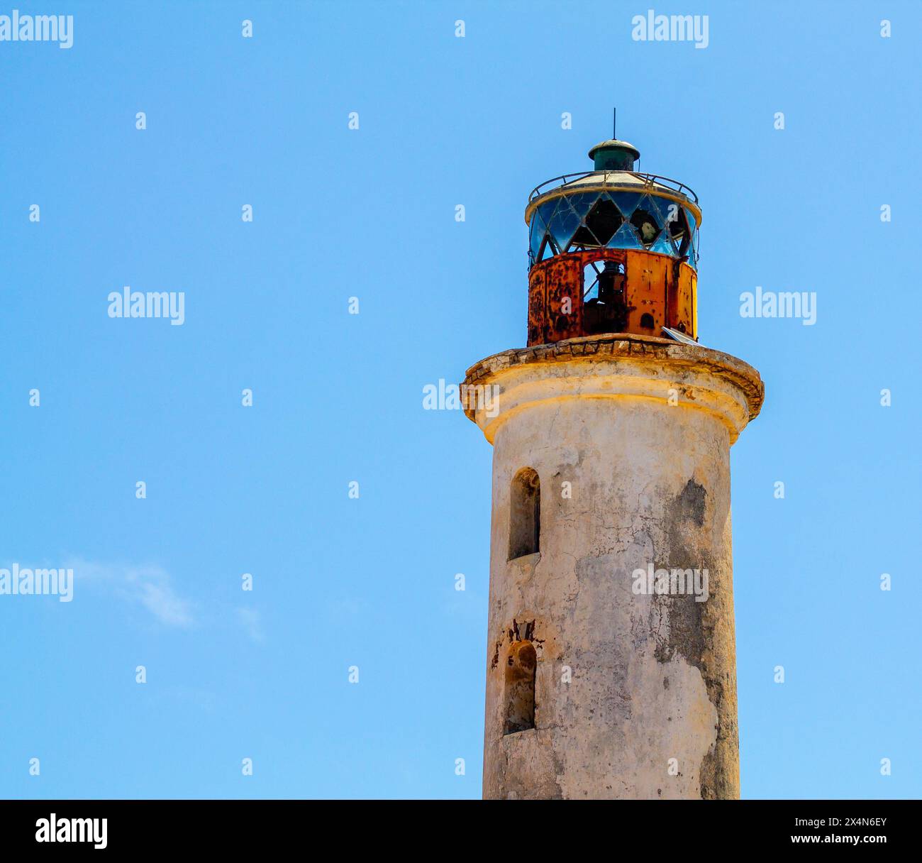 lighthouse in Klein Curaçao old construction and blue sky Stock Photo ...