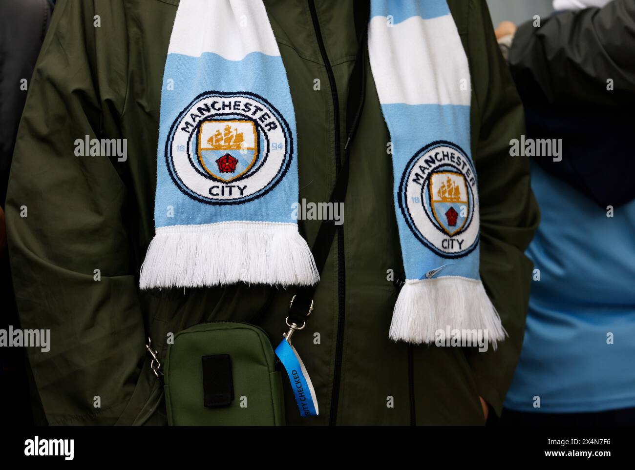A view of a Manchester City scarf before the Premier League match at ...