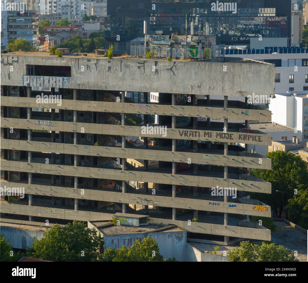 Abandoned stone building bomb remains in Mostar, Bosnia and Herzegovina ...