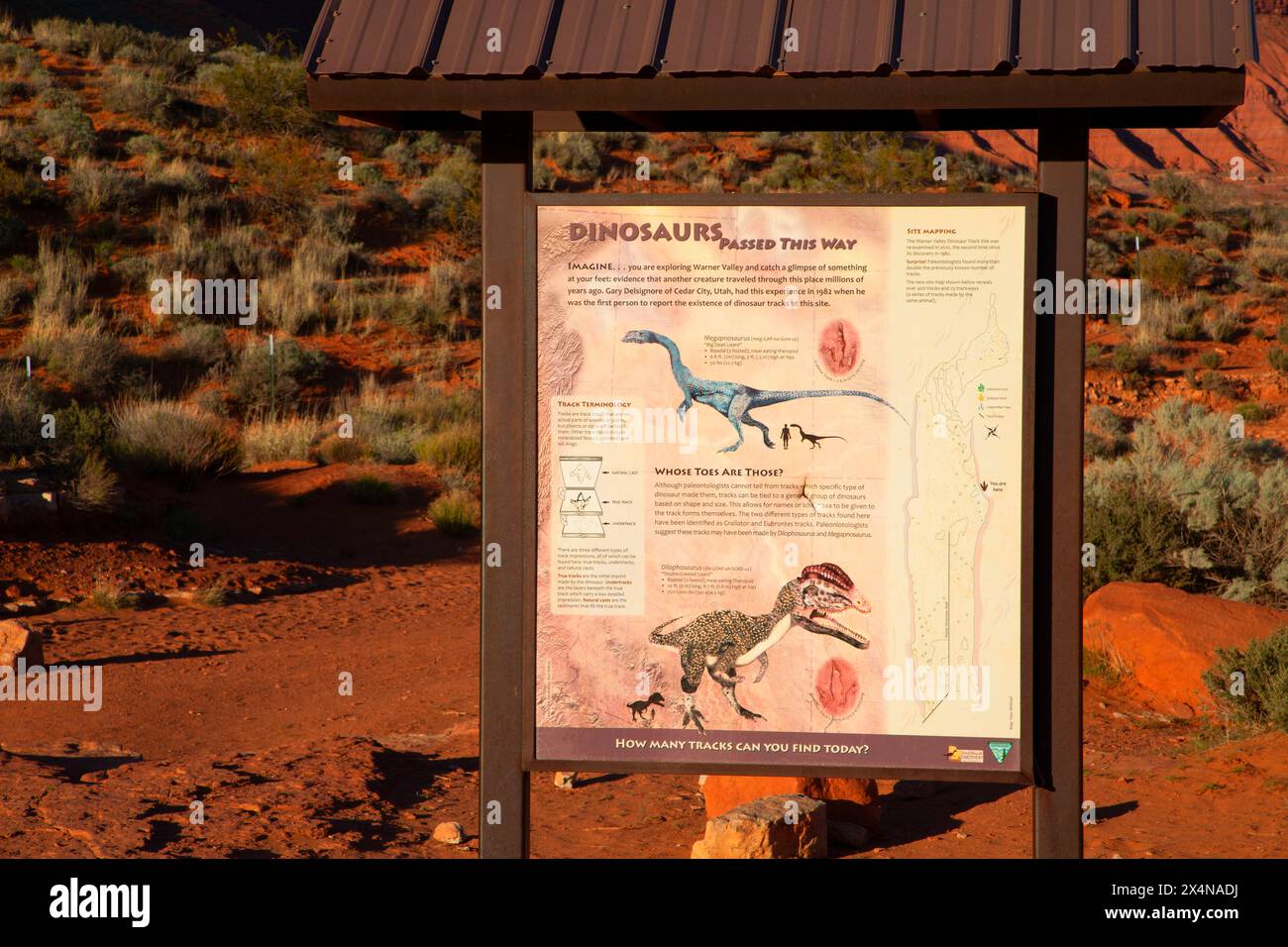 Dinosaur Trackway kiosk, Warner Valley Dinosaur Track Site, St. George ...