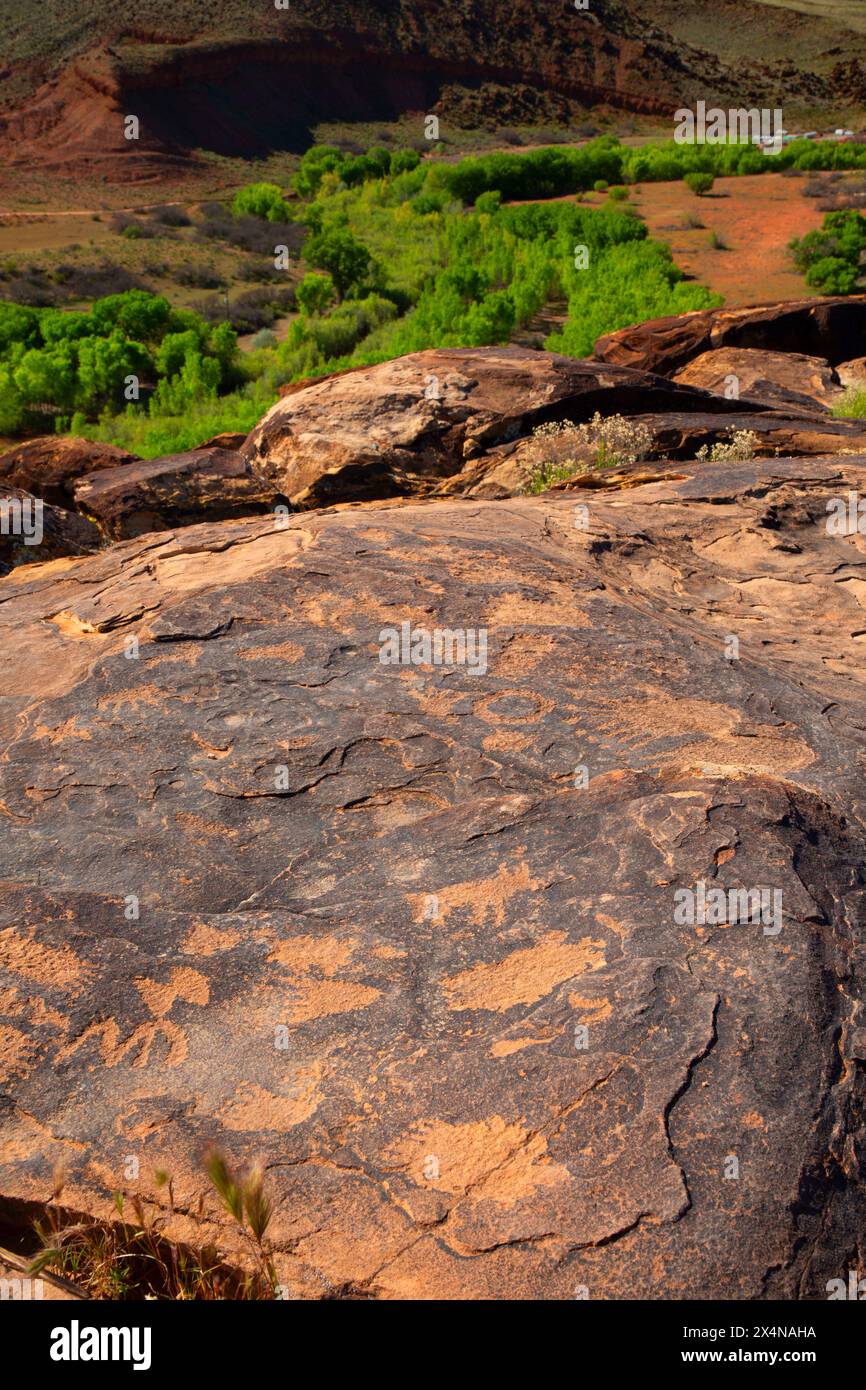 Petroglyphs, Santa Clara River Reserve, Utah Stock Photo - Alamy