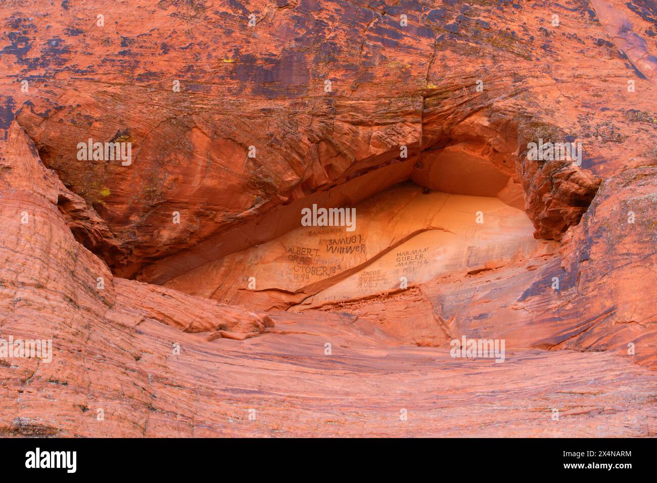 Inscriptions along Pioneer Names Trail, Snow Canyon State Park, Utah ...