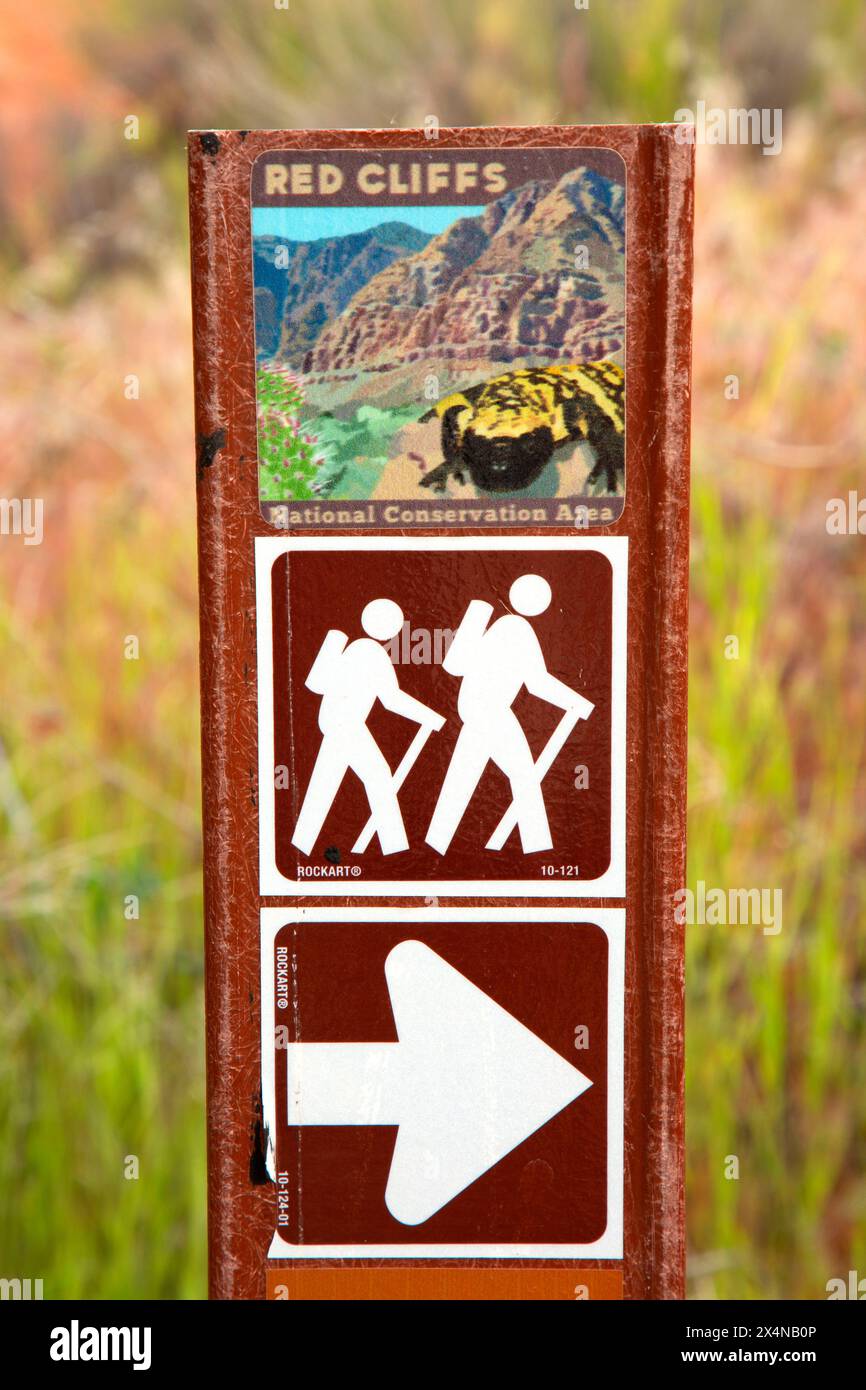Hiking post, Red Cliffs National Conservation Area, Utah Stock Photo ...