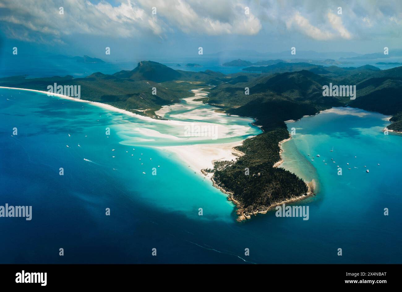 Whitehaven Beach and Hill inlet. Aerial Drone Shot. Whitsundays ...