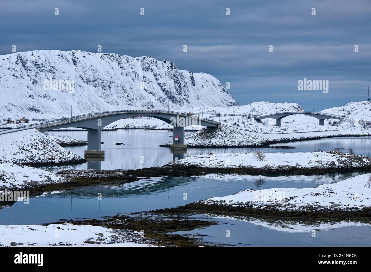 The Flakstad bridges, Flakstadbruene, Lofoten, Norway, Europe Stock ...
