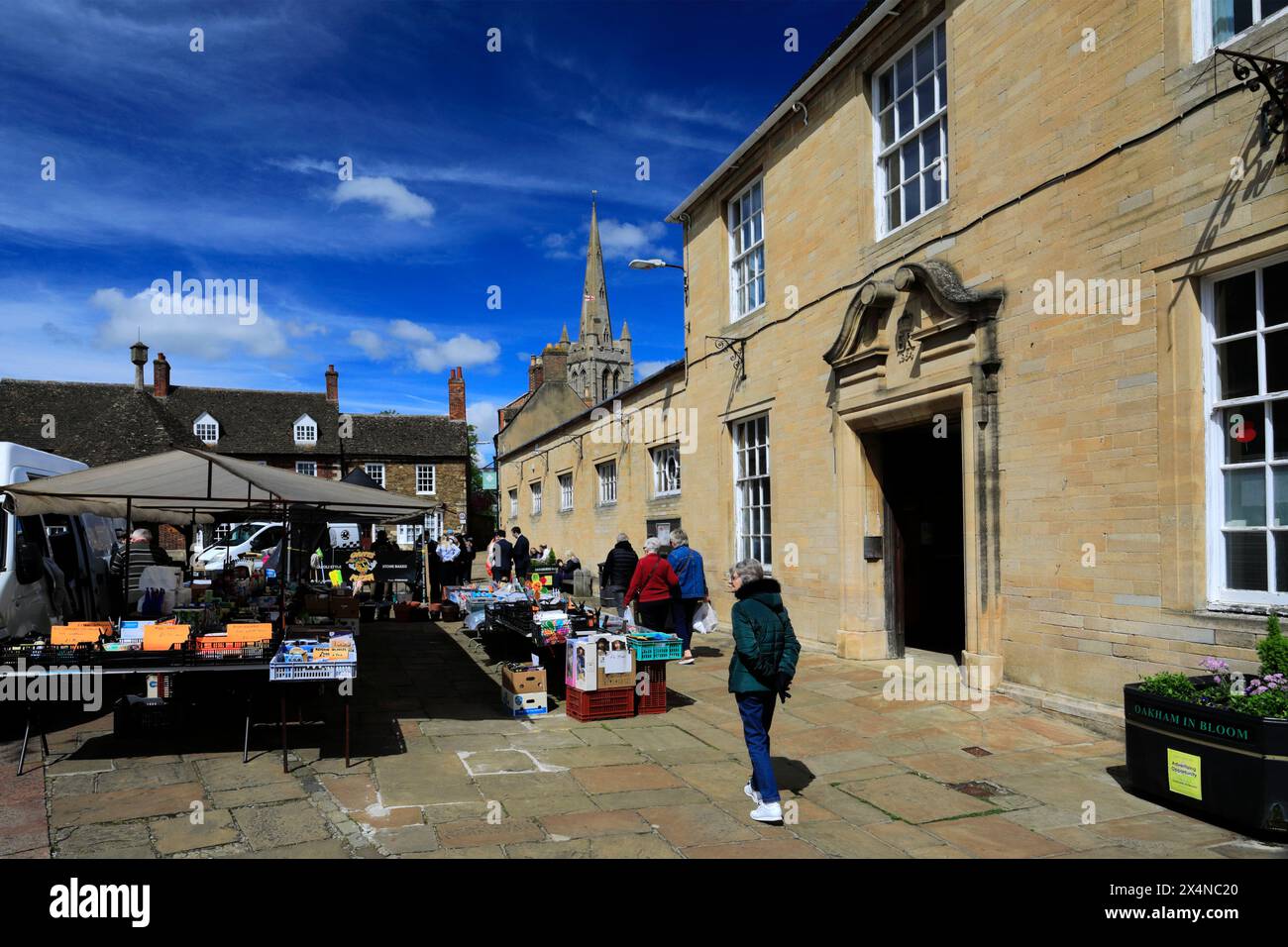 View of the market in the town of Oakham, Rutland County, England, UK ...