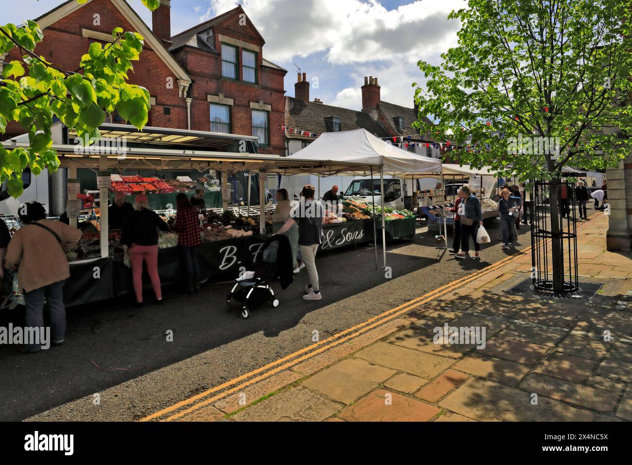 View of the market in the town of Oakham, Rutland County, England, UK ...