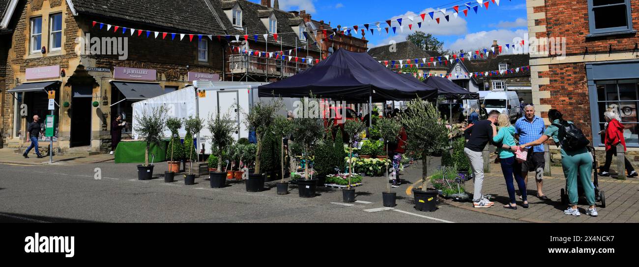 View of the market in the town of Oakham, Rutland County, England, UK ...
