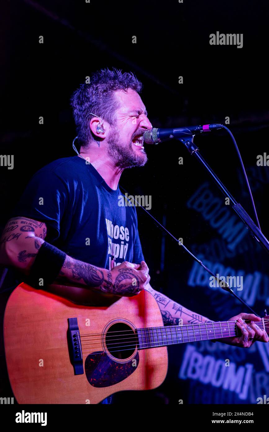 Leeds, UK. 4th May, 2024. Frank Turner plays a 20 minute gig at Boom in ...