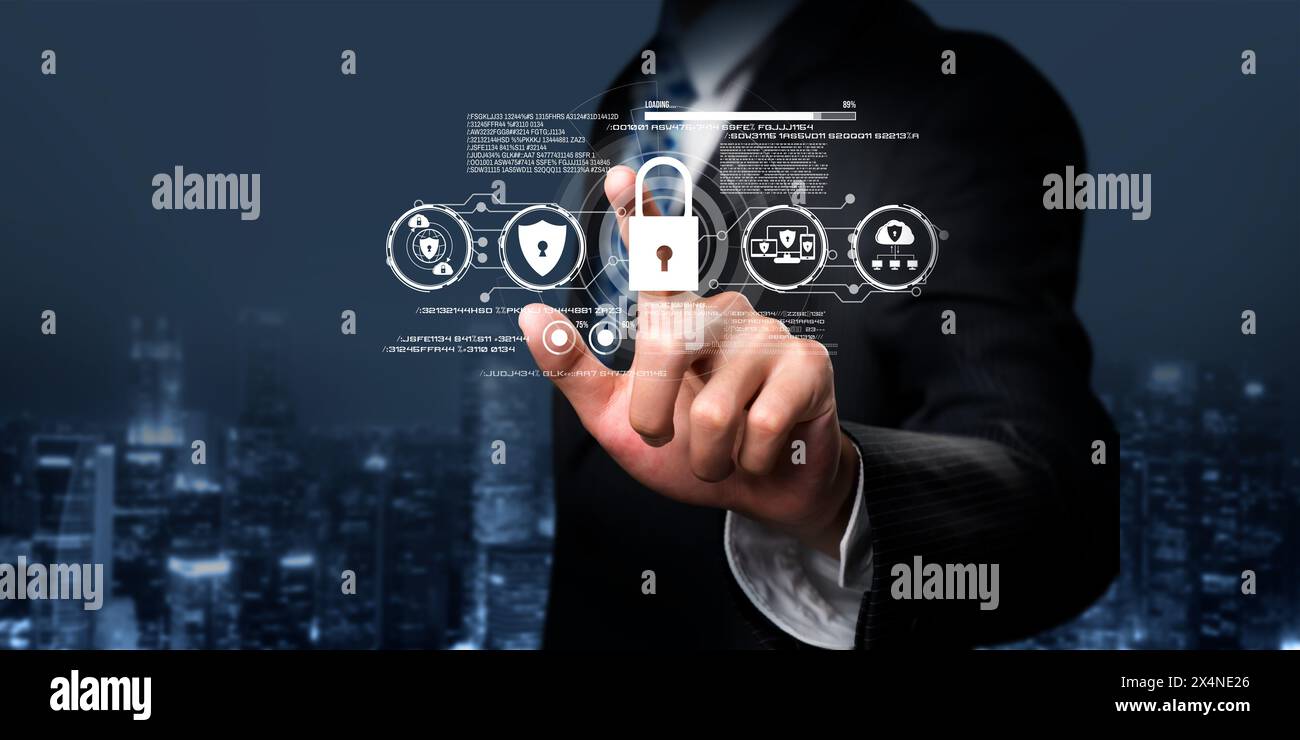 Business person explore the core of cyber security. Delve into cyber ...