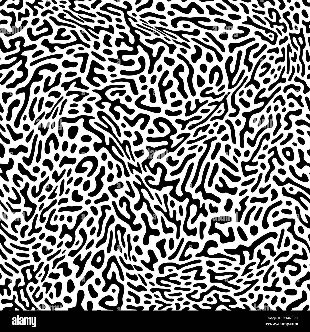Line Seamless Pattern Repeating Brain Pattern Black Turing Shape