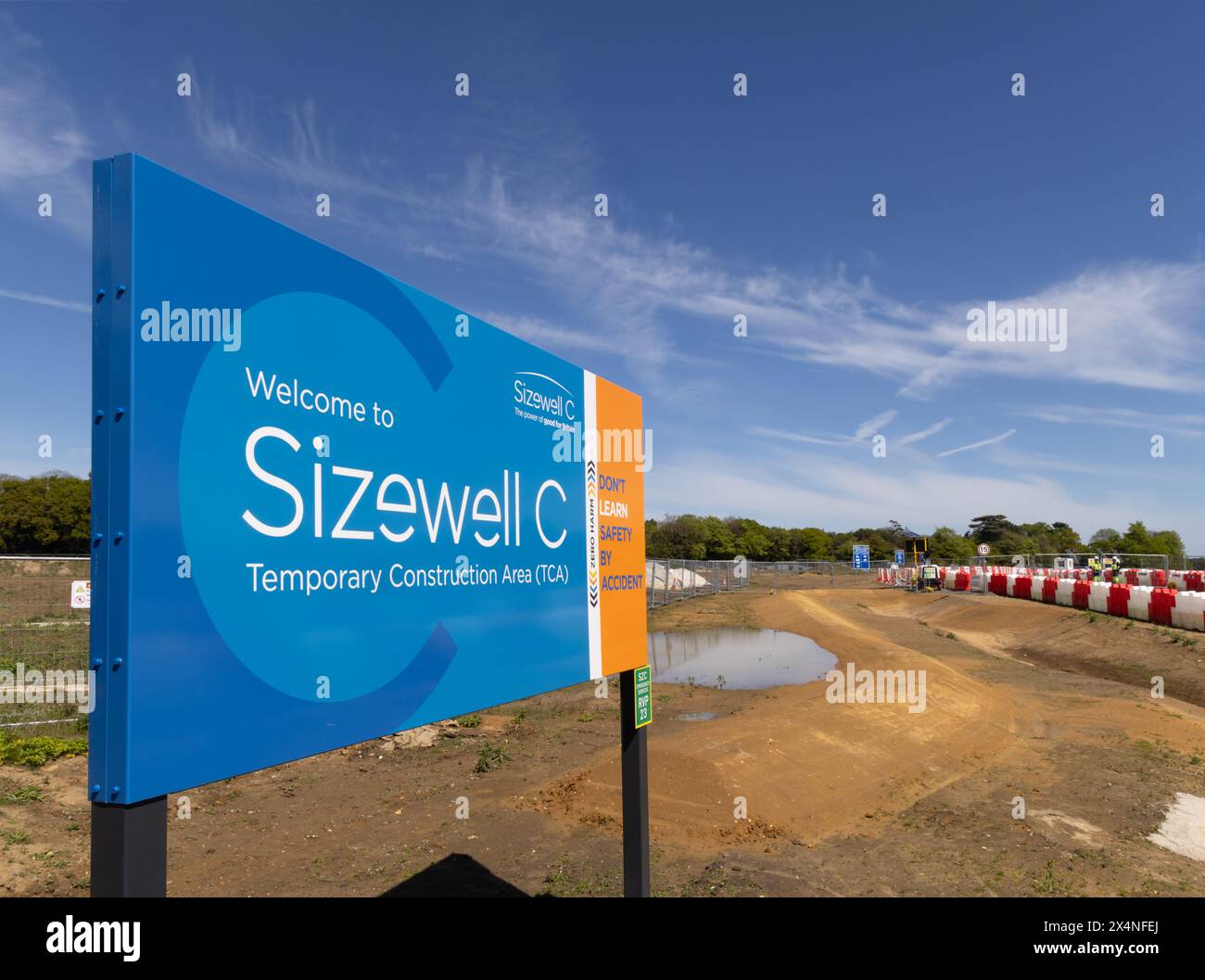 Sign at the entrance to the Sizewell C nuclear power station ...