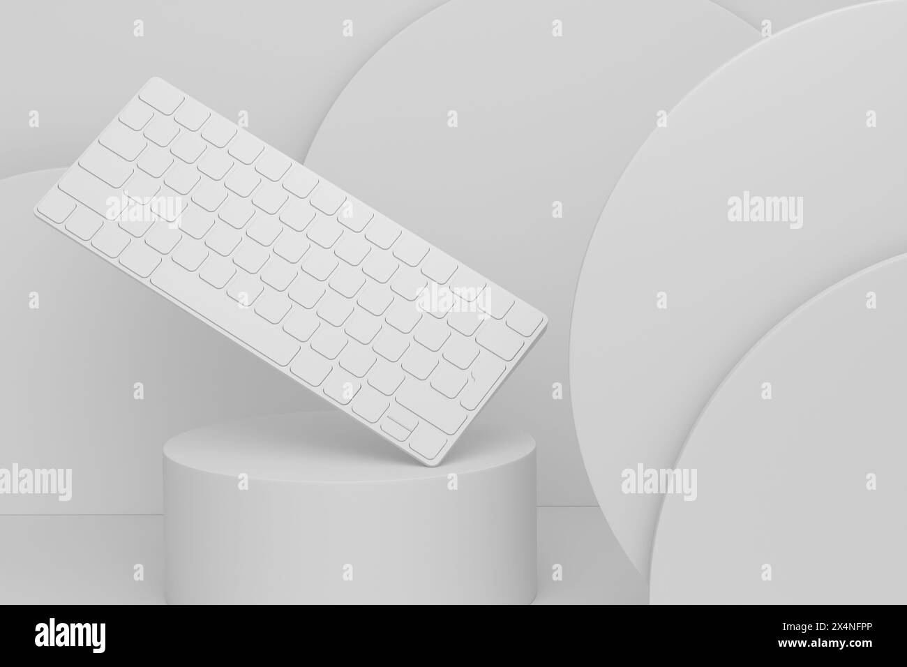Abstract scene or podium with computer keyboard on monochrome ...