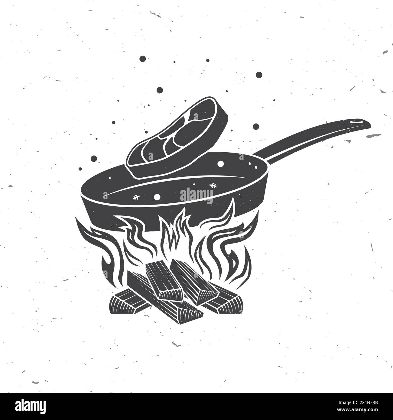 Frying steak on cooking pan. Vector illustration. Pork and beef steaks ...
