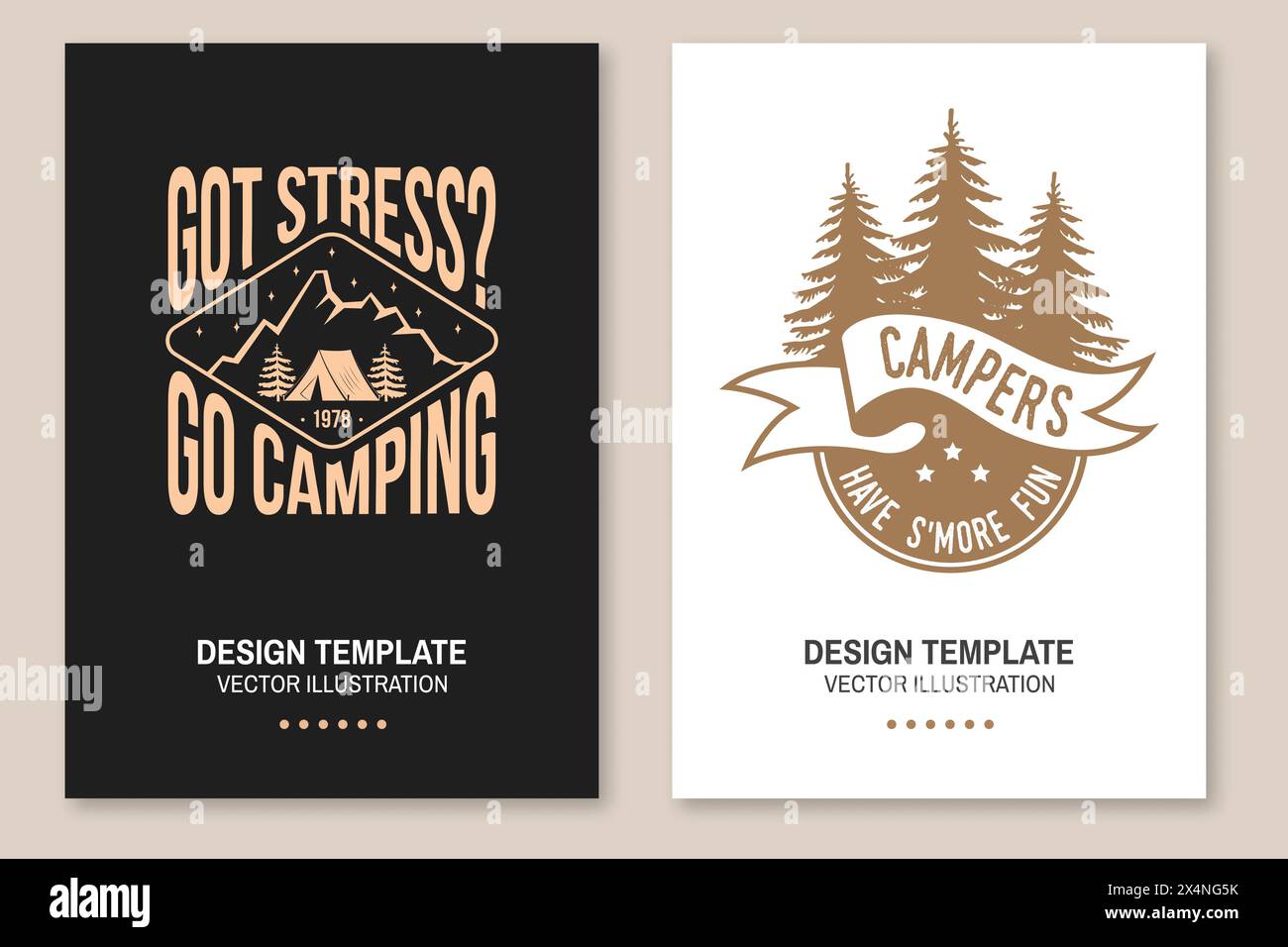 Set of camping poster design. Vector. Outdoor adventure. Design with ...