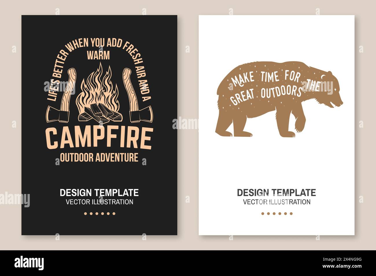 Set of camping poster design. Vector. Outdoor adventure. Design with ...