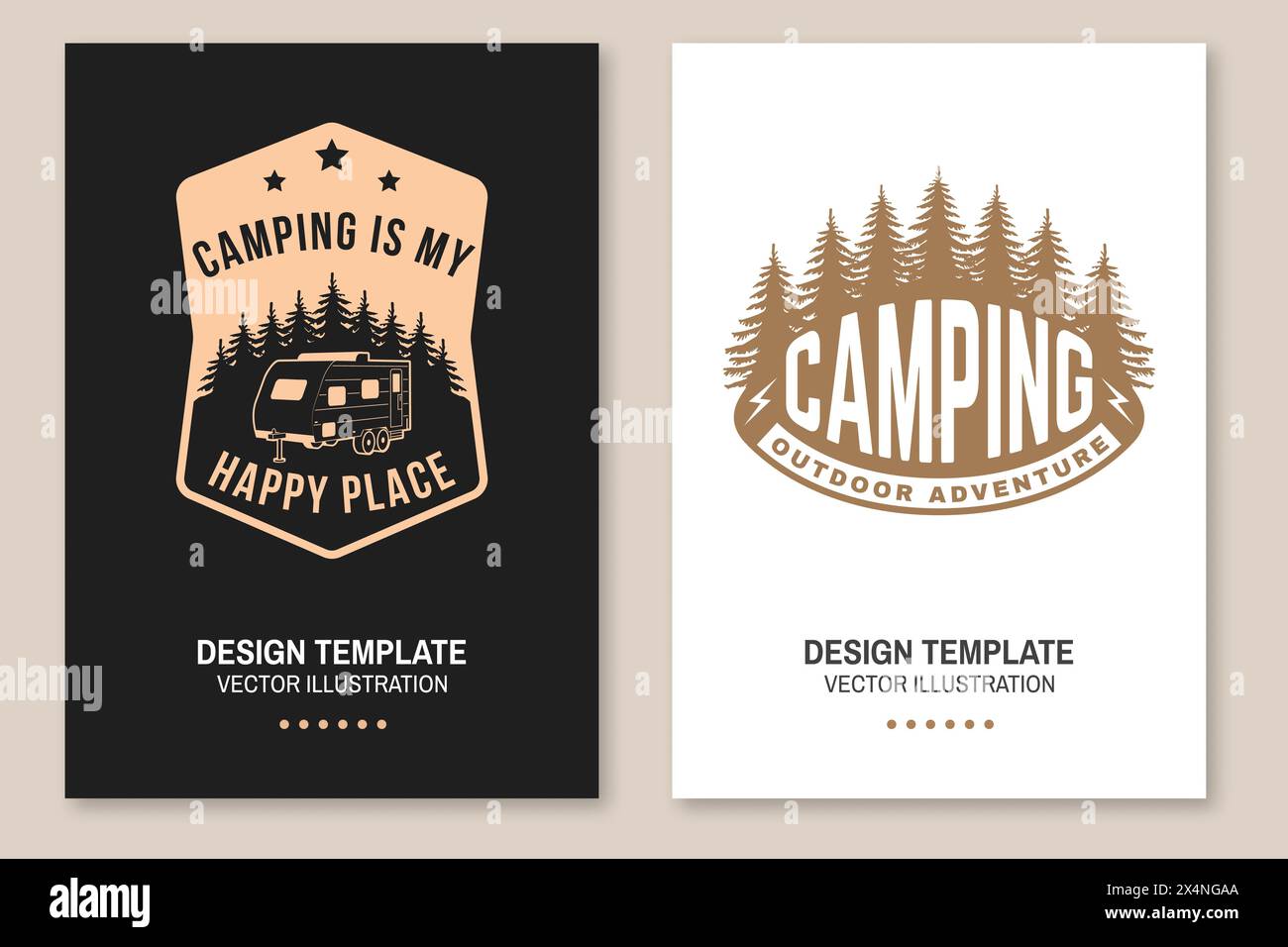 Set of camping poster design. Vector. Outdoor adventure. Design with ...