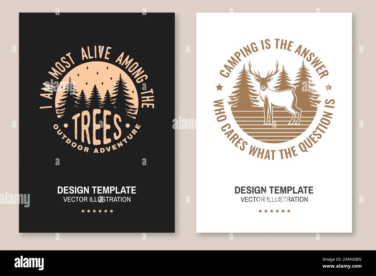 Set of camping poster design. Vector. Outdoor adventure. Design with ...