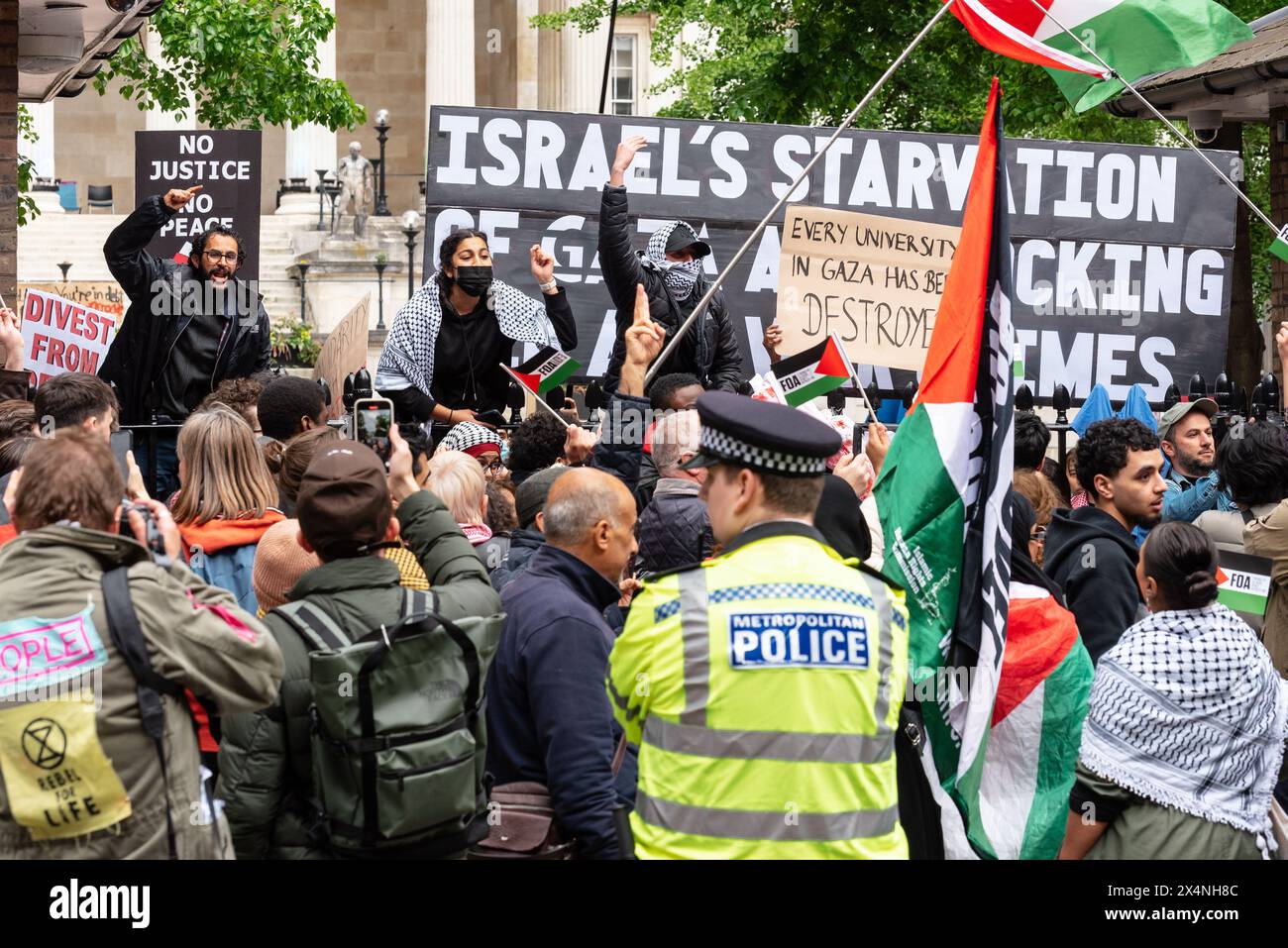 London, UK. 4 May 2024. Pro-Palestine students protest on Gower Street ...