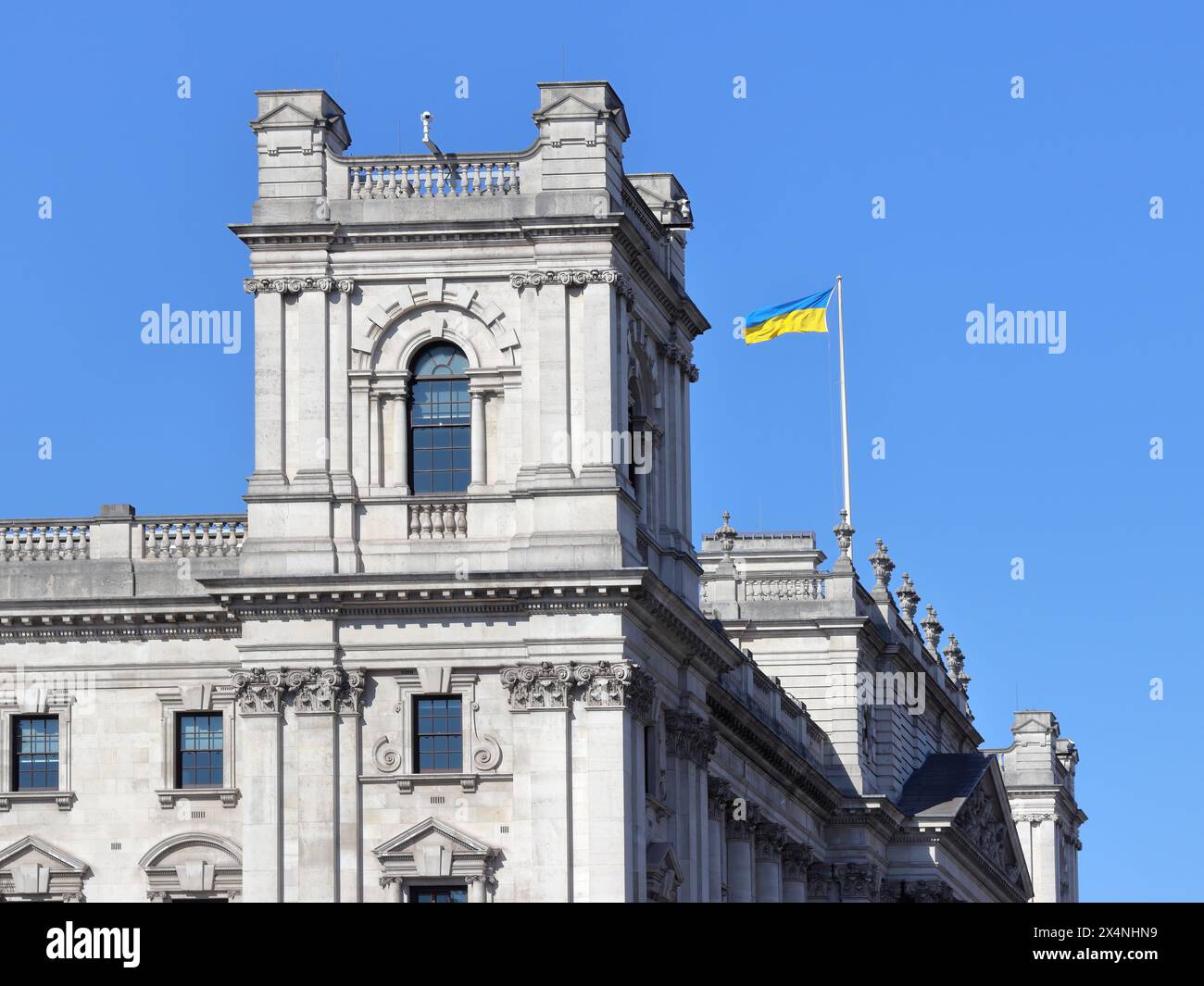 Flag of Ukraine flying on HM Revenue and Customs building in London ...