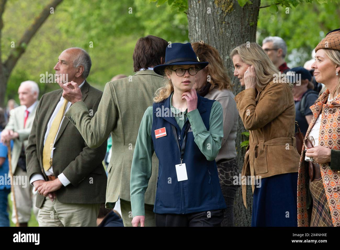 Windsor, Berkshire, UK. 4th May, 2024. Lady Louise Mountbatten-Windsor (Blue Hat), the daughter ...