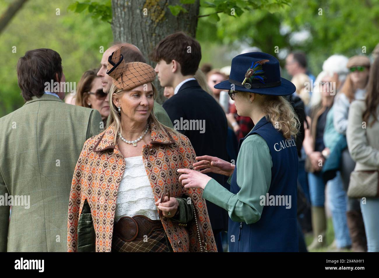 Windsor, Berkshire, UK. 4th May, 2024. Lady Louise Mountbatten-Windsor (Blue Hat), the daughter ...