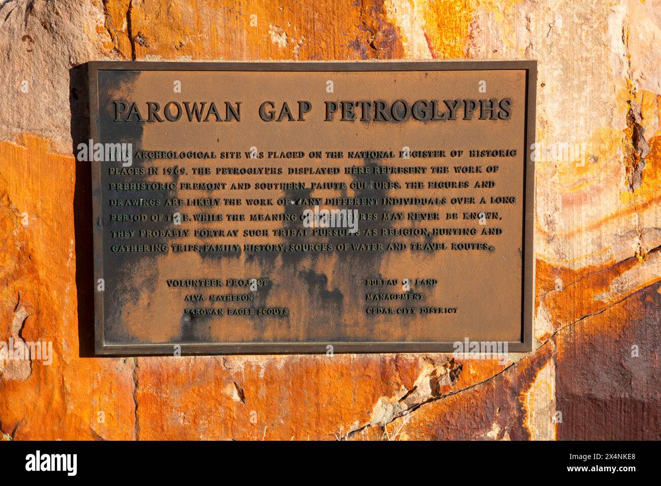 National Historic Register designation plaque, Parowan Gap Petroglyphs ...