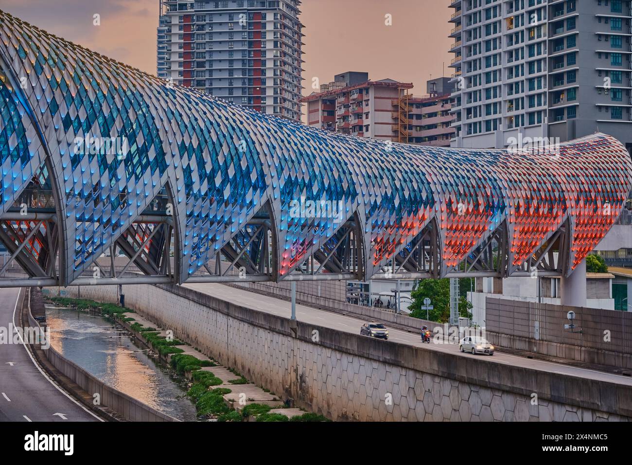Saloma Link bridge in Kuala Lumpur, Malaysia is a 69 meters combined ...