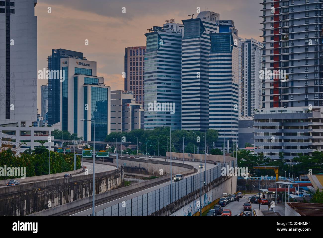 Kuala Lumpur , Malaysia skyline from Saloma Link bridge across the ...