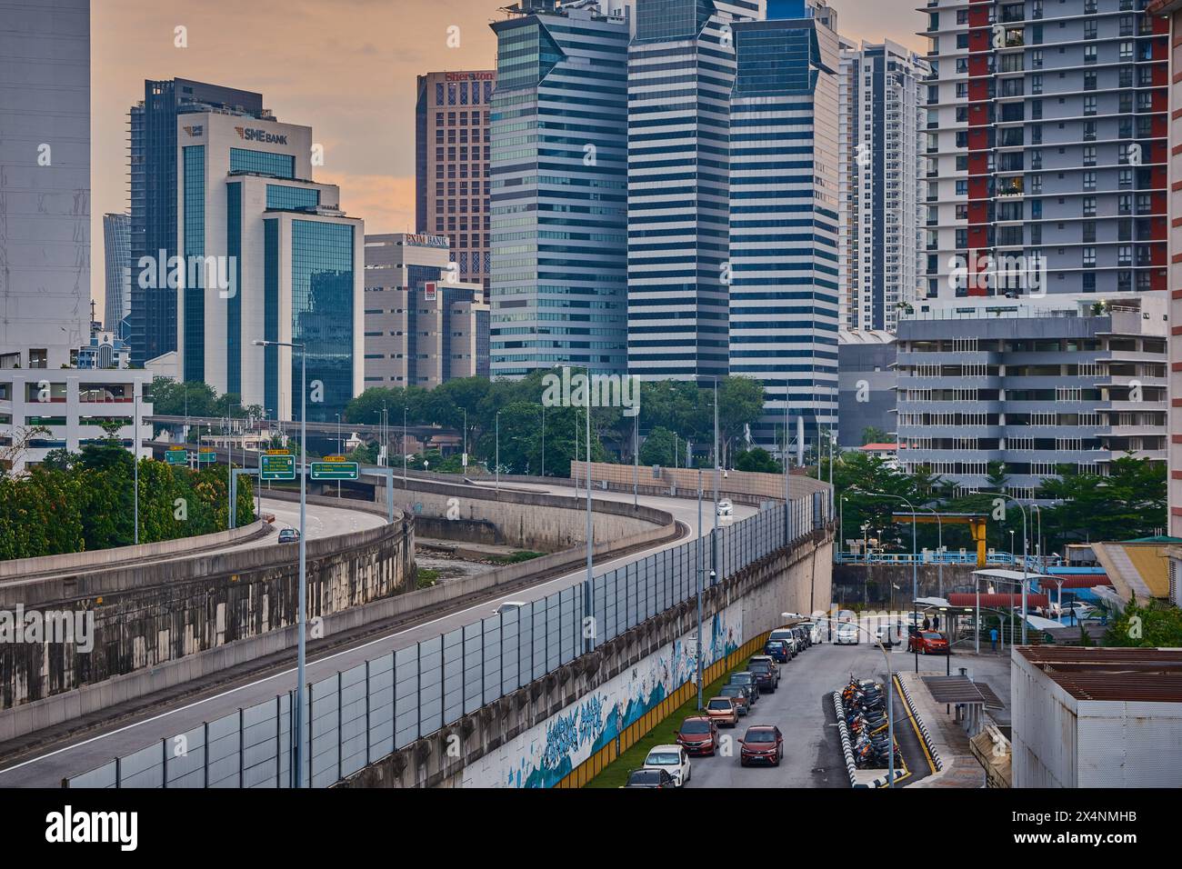 Kuala Lumpur , Malaysia skyline from Saloma Link bridge across the ...