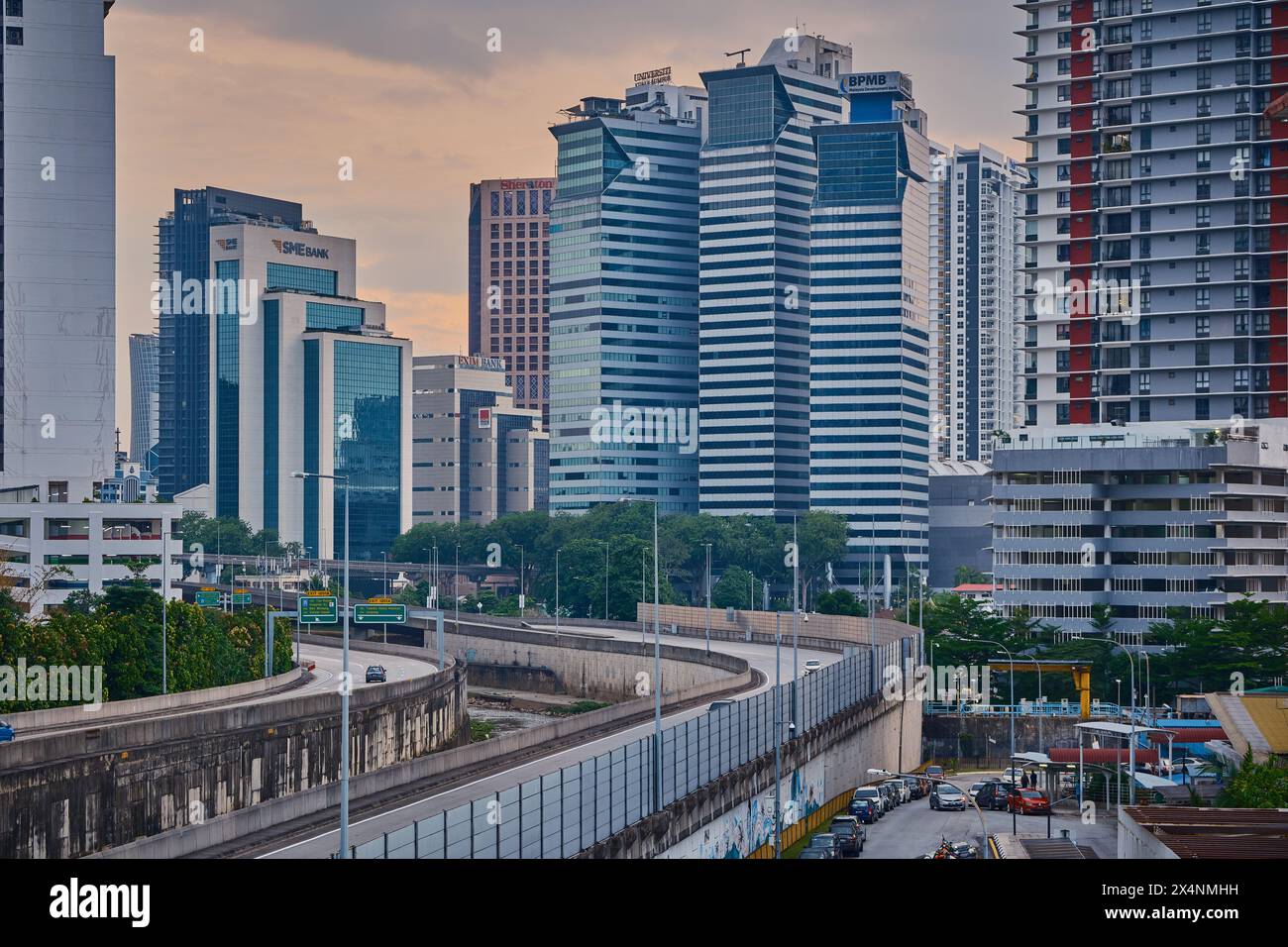 Kuala Lumpur , Malaysia skyline from Saloma Link bridge across the ...