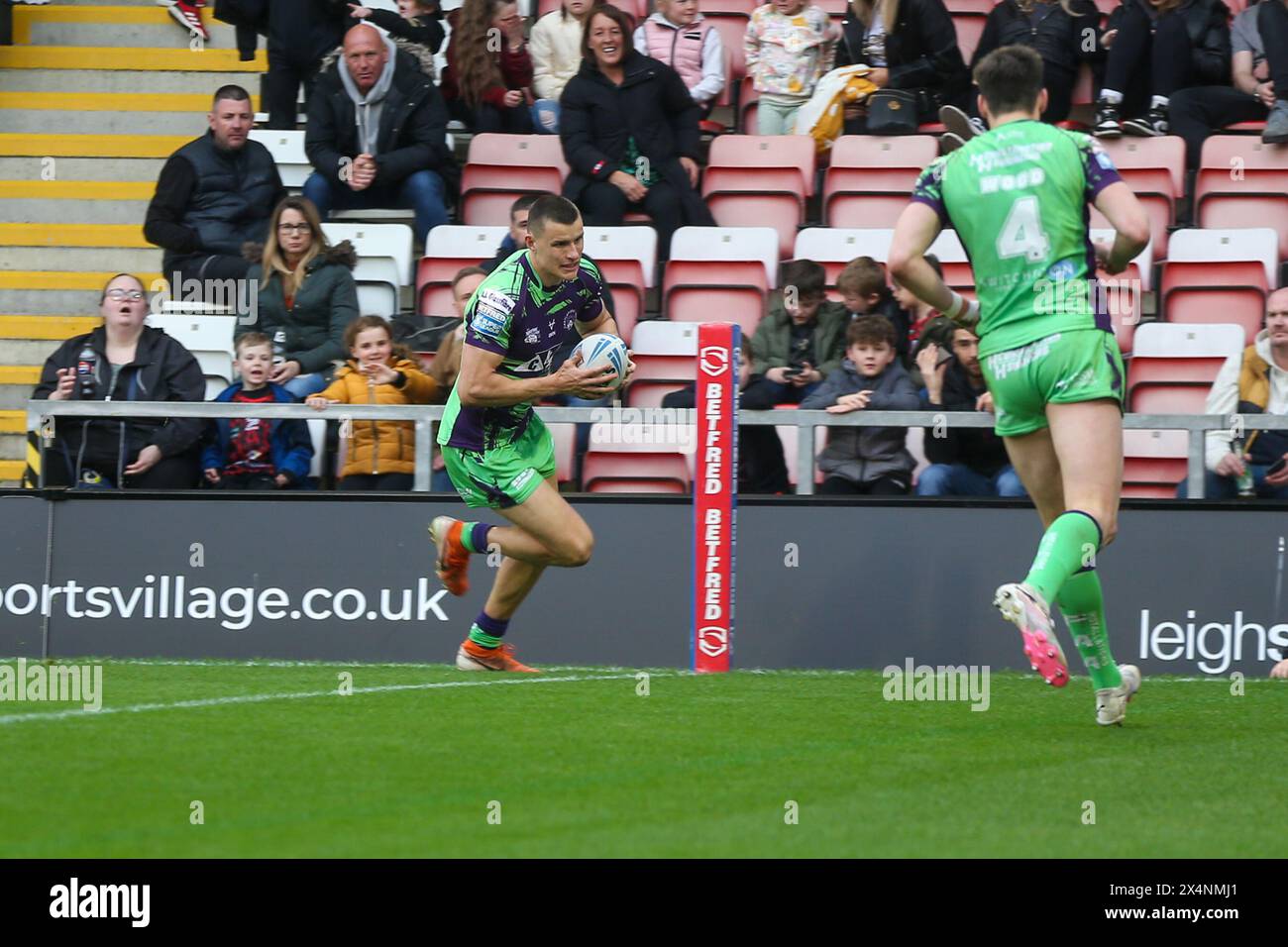 ***Innes Senior Try during the Super League match between Leigh ...