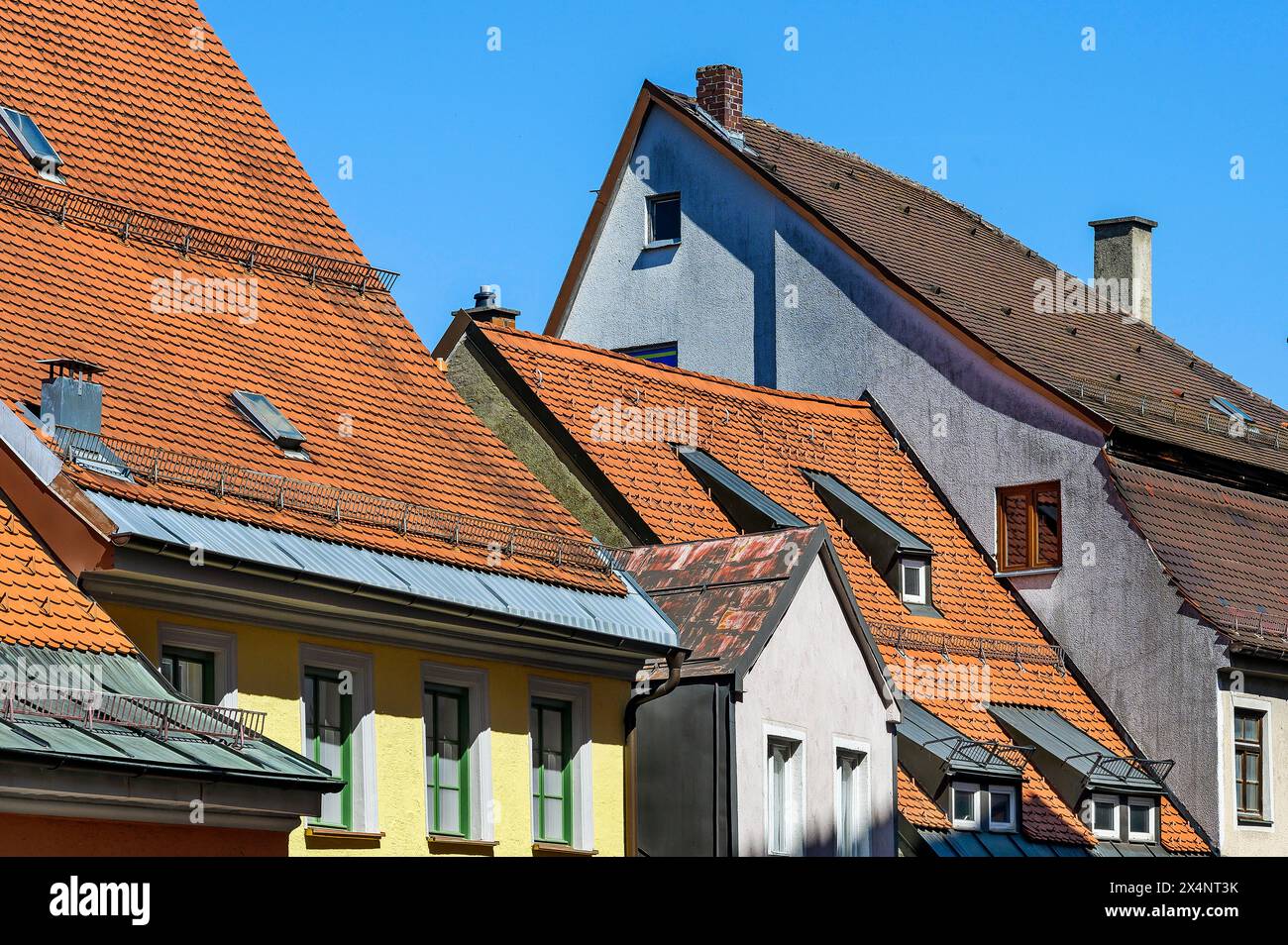 Pointed gables and dormers in Pfarrgasse, Kaufbeuern, Allgaeu, Swabia ...