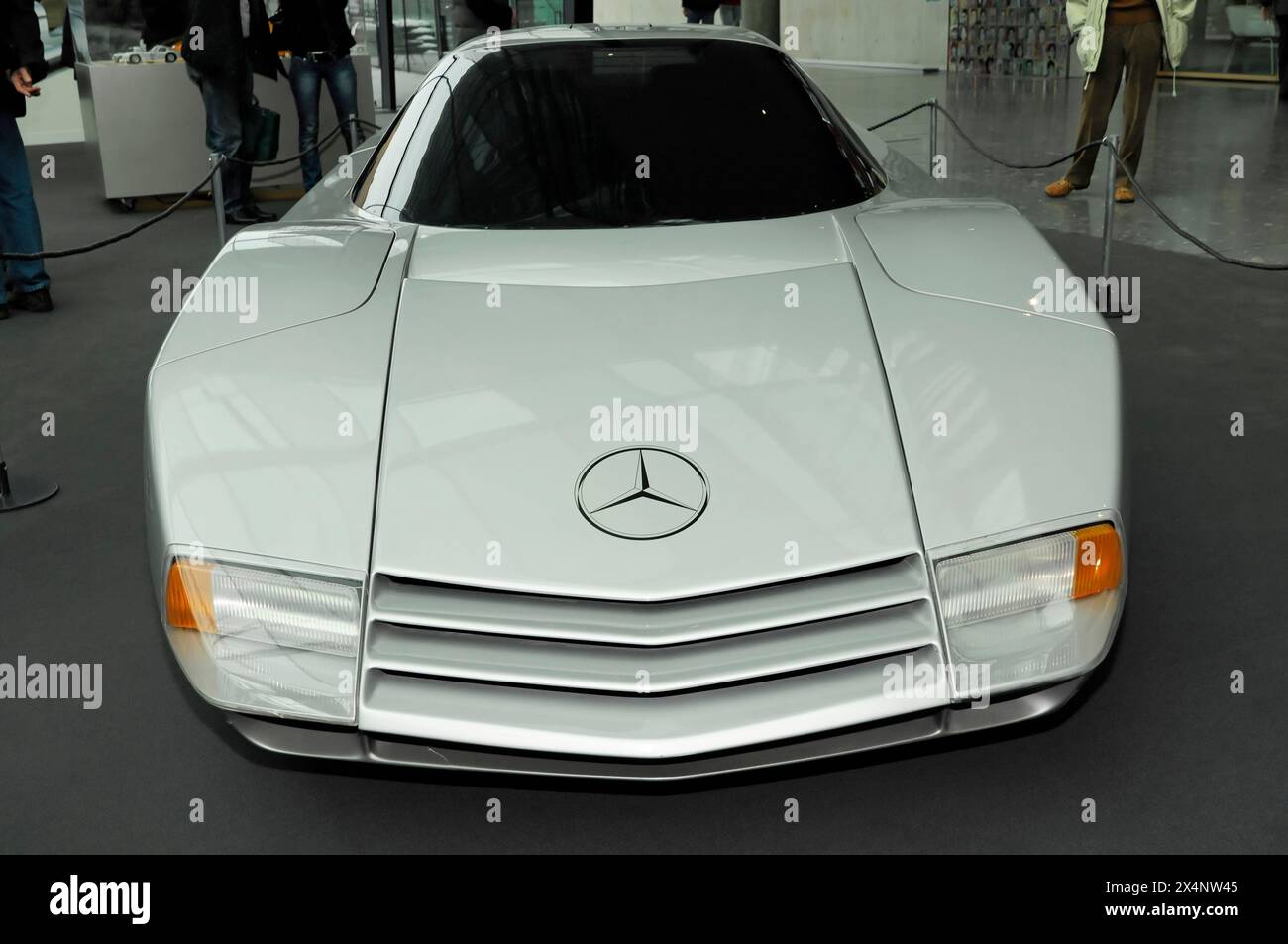 Mercedes-Benz prototype C 111-3, A white classic Mercedes-Benz is shown ...