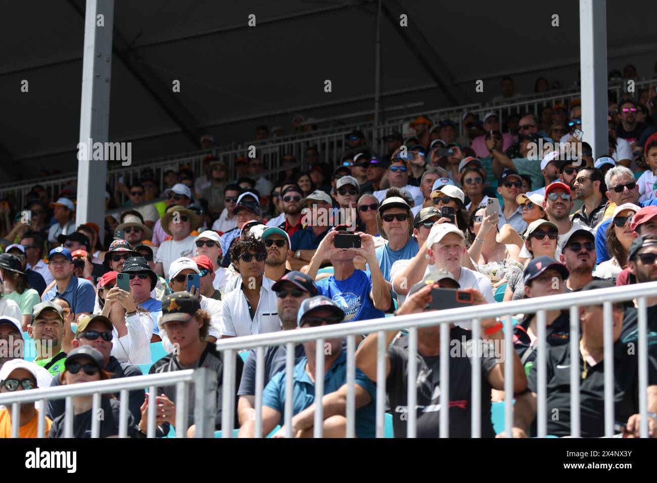 Miami, USA. 04th May, 2024. F1 fans cheer on their favorite drivers ...