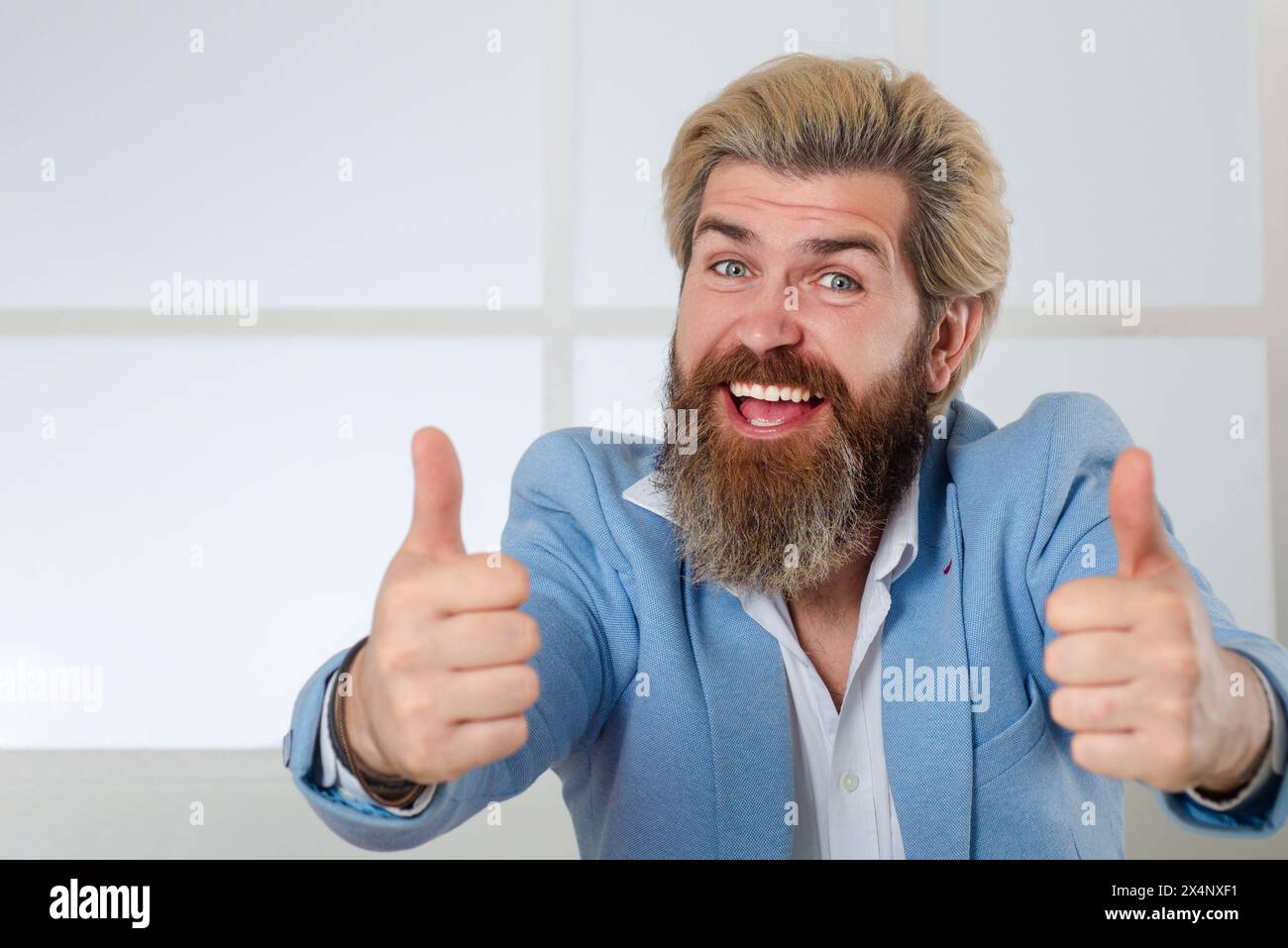 Portrait of excited Satisfied business man. Good job rating experience ...