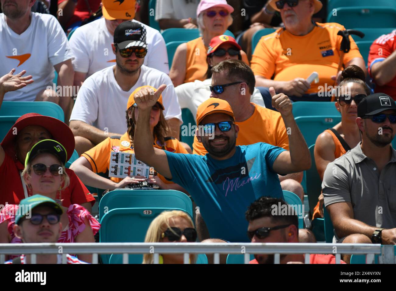 Miami, USA. 04th May, 2024. F1 fans cheer on their favorite drivers ...