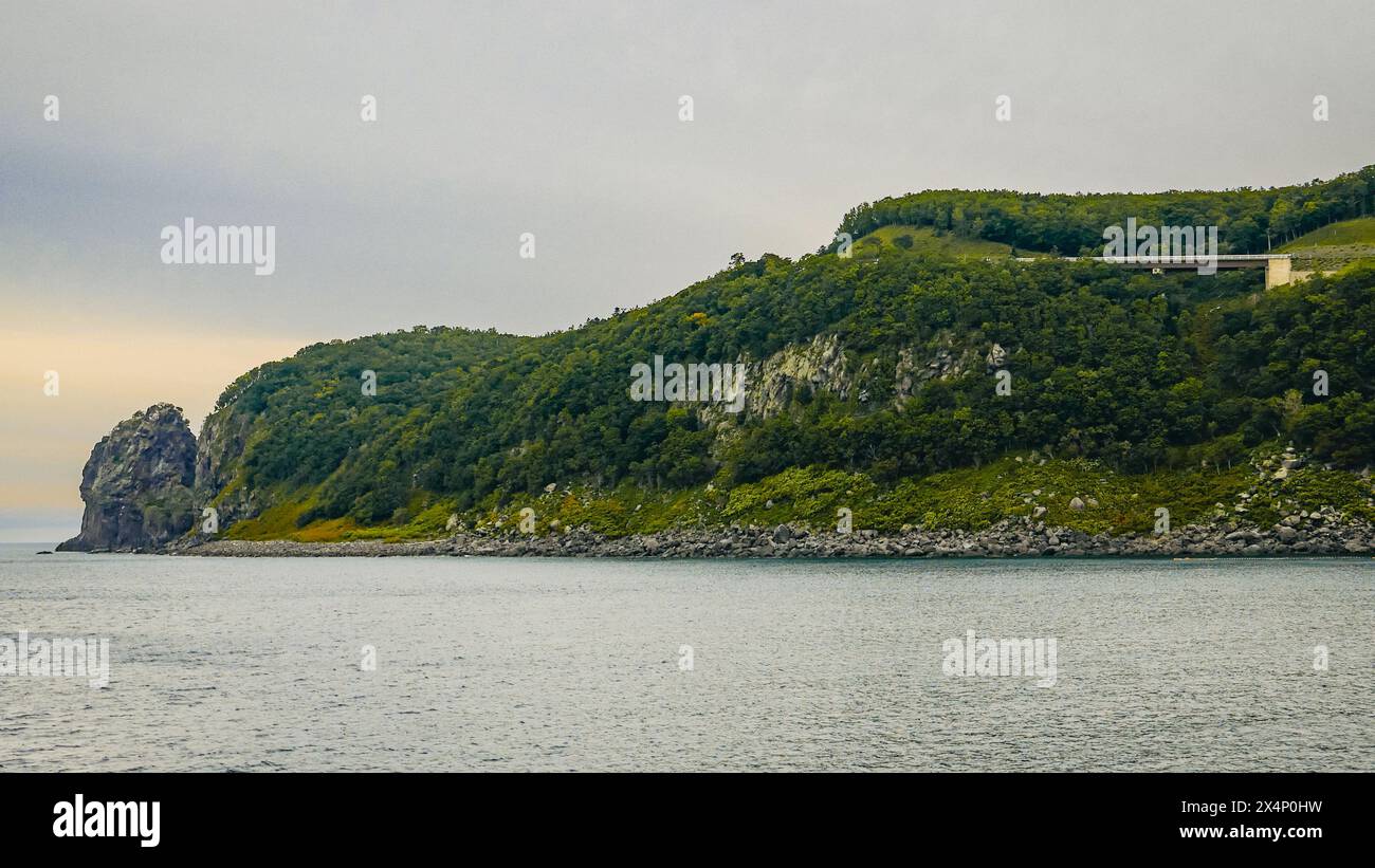 The famous landmark of Cape Puyuni and Miharashi Bridge in Shiretoko ...