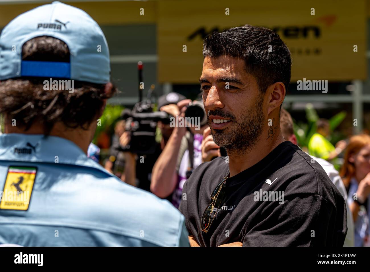MIAMI, FLORIDA - MAY 02: Luis Suarez, Footballer, during previews ahead ...