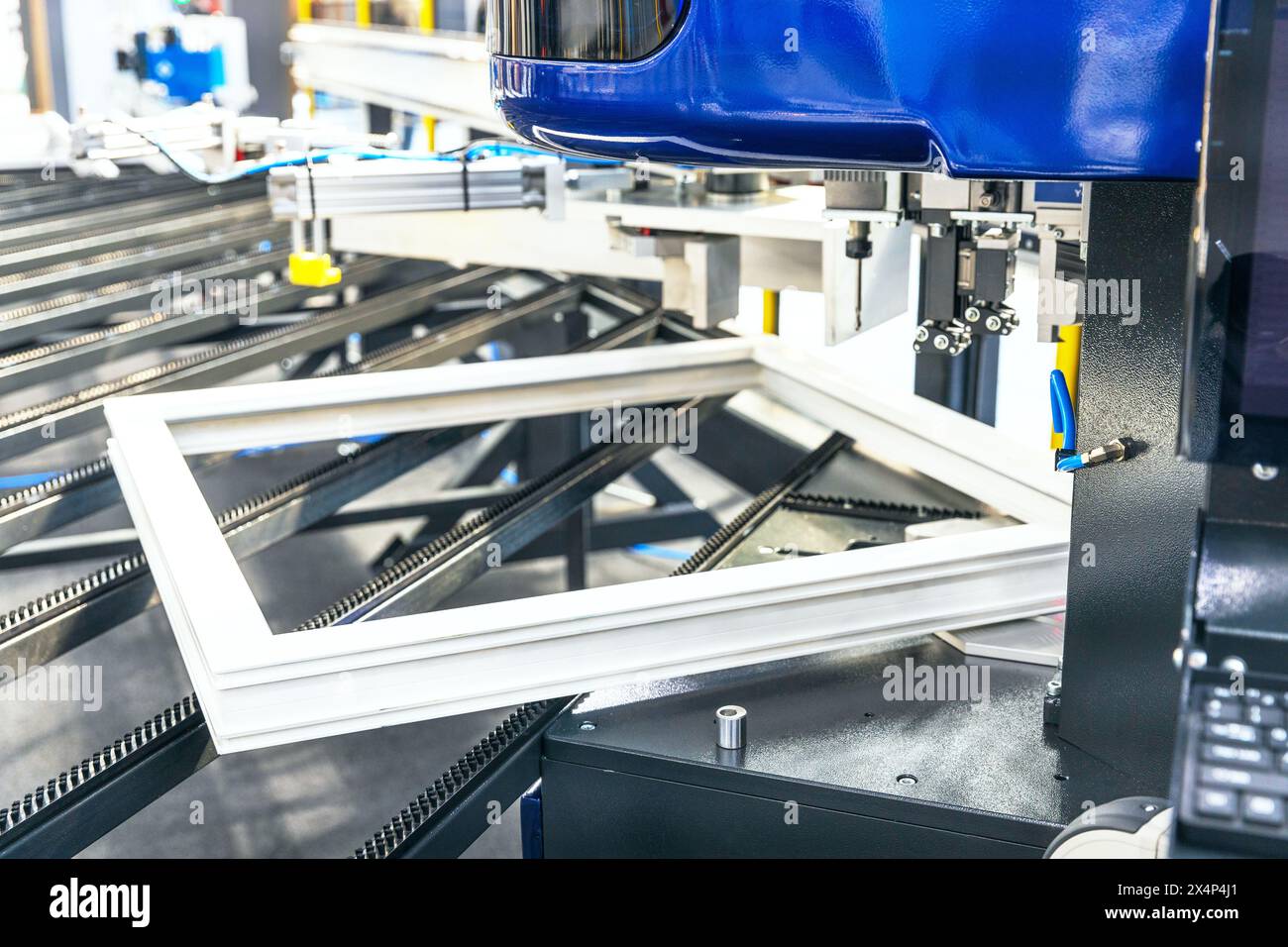 Full production line for PVC windows and doors Stock Photo - Alamy