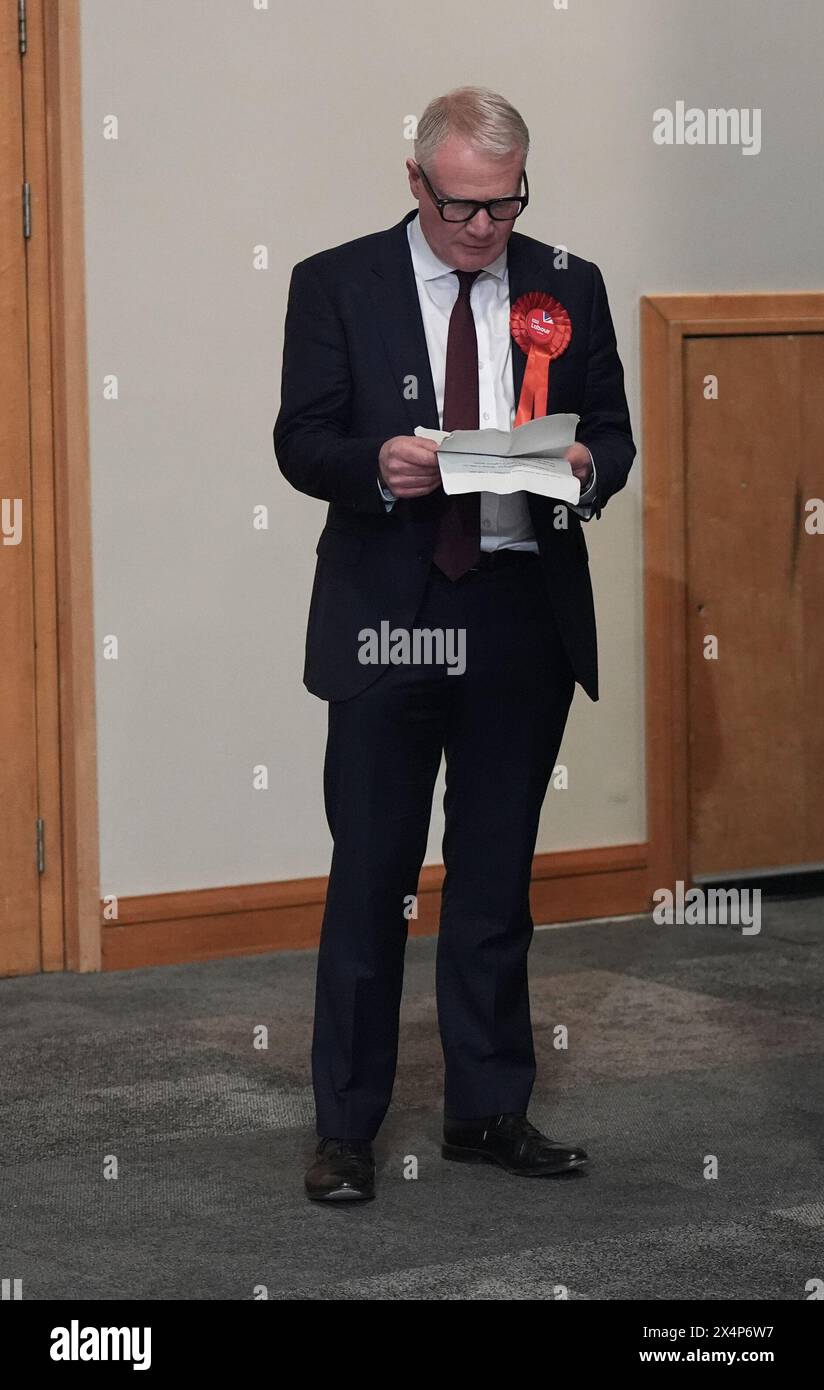 Labour's Richard Parker checks his speech before he is declared as the ...